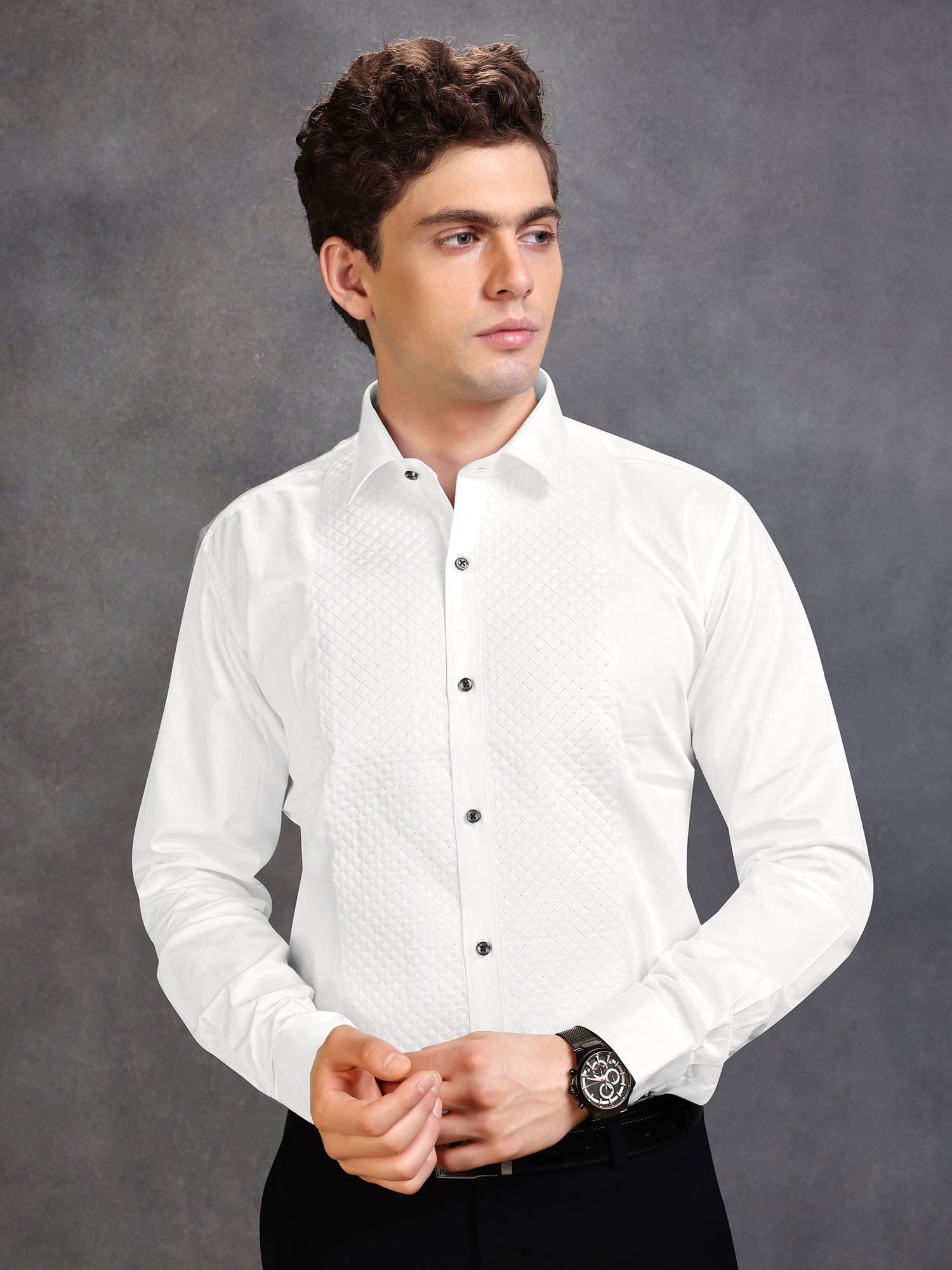 Leo Luxe - Quilted Tuxedo Shirt For Men, Formal Wear – Tuxury Shirts